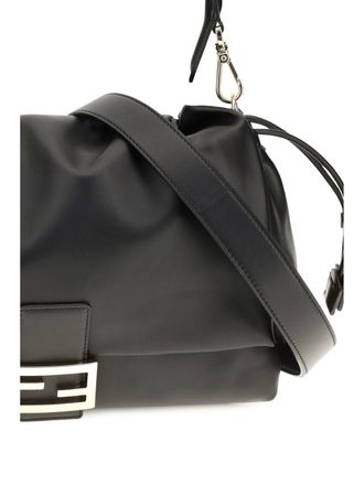 Fendi Womens Shoulder Bag Baguette Soft Nappa Leather Black Calf