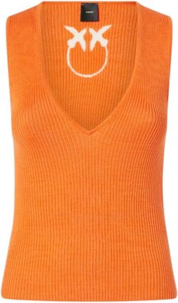 Pinko Pinko, Femme, Tops, Orange, Taille: 40 FR D&eacute;bardeur c&ocirc;tel&eacute;