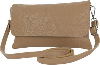 modamoda.de T226 Damen Leder Clutch Umh&auml;ngetasche Abendtasche Small handmade in Italy, Farbe:Blassbraun