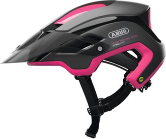 ABUS Mountainbike-Helm MonTrailer ACE MIPS - Robuster Fahrradhelm mit Aufprallschutz und Kamerahalterung - Unisex - Pink/Grau, Größe M