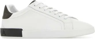 Dolce & Gabbana Mens White Leather Portofino Sneakers Biancogrigioscuro