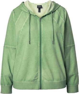 Ulla Popken Sweatjacke Sweatjacke cold dyed Kapuze Langarm