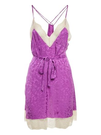 Zadig&Voltaire robe Cathy en jacquard &agrave; ceinture nou&eacute;e - Violet