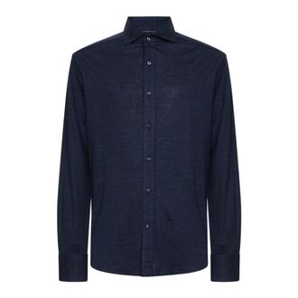Brunello Cucinelli Homme, Chemises, Bleu, Taille: L Chemise en jersey &agrave; col italien