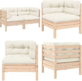 vidaXL Gartensofa 2-Sitzer mit Kissen in Creme Massivholz Kiefer - Gartenm&ouml;bel - Terrasse - Esstisch - Lounge Set - Outdoor M&ouml;bel - Home & Living