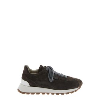 Brunello Cucinelli Braune Low Top Sneakers mit Monil-Detail - - Shoes - Damen - Braun - 37 EU