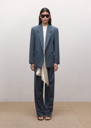 Mango Blazer costume laine m&eacute;lang&eacute;e bleu - Femme - XXS - MANGO