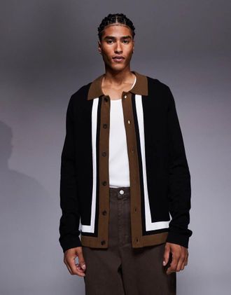 HUGO BOSS HUGO Red - Gilet d&eacute;contract&eacute; en maille - Noir