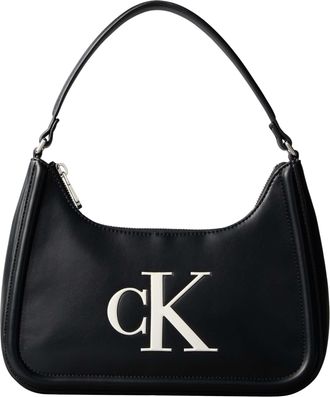 Calvin Klein Damen Bold Ck Small Shoulder Bag Lv04f3230g Crossover, Black (Black/White)