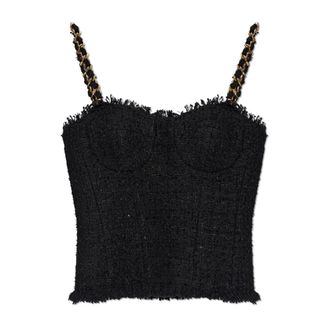 Balmain Femme, Tops, Noir, Taille: 42 FR Top en tweed