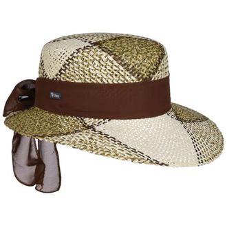 LIPODO Chapeau en Paille avec Bande Tissu Femme - Made in Italy de Soleil dété Plage Été Printemps-été - Taille Unique Marron