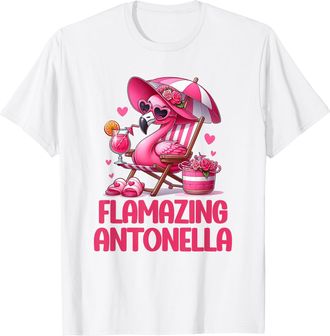 BDAZ Atemberaubender tropischer Strandausflug von Antonella Pink Flamingo T-Shirt
