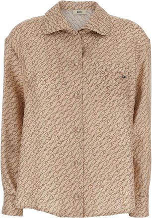 Herno Femme, Blouses et Chemises, Beige, Taille: 38 FR Chemise Imprim&eacute;e en Soie