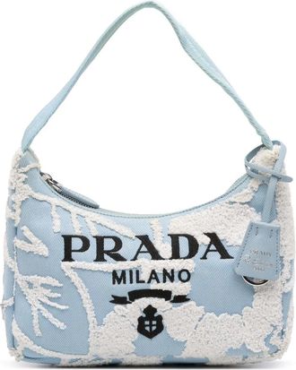 Prada Hobo Bags - Mini Embroidered Drill Re Edition 2000 Shoulder Ba - Gr. unisize - in Blau - für Damen