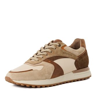 Marco Tozzi Sneaker MARCO TOZZI, Herren, Gr. 41, braun kombiniert, Leder, kontrastfarbene Details, Schuhe Sneaker, Freizeitschuh, Halbschuh, Schn&uuml;rschuh mit Kontr