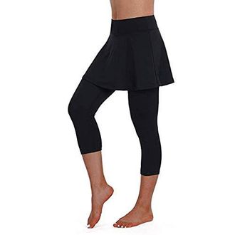 Generic Pantalon en tissu pour femme - &Eacute;l&eacute;gant - Coupe skinny - Longueur genou - Basique solide - Pantalon de sport extensible - Mini jupe avec pantalon de co