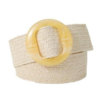 Generic Ceinture Femme Grande Taille - Ceinture large boh&egrave;me pour femme en tissu &eacute;lastique tiss&eacute; avec boucle d&eacute;corative en r&eacute;sine ronde style ethnique estival