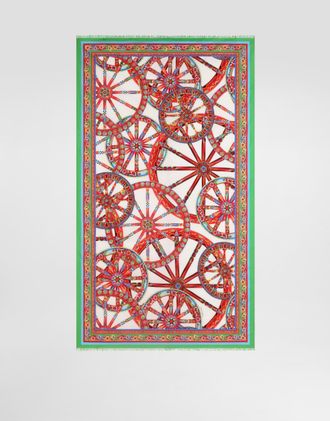 Dolce & Gabbana Sarong Aus Baumwolle Mit Carretto-print - Frau Bademode Multicolor Onesize