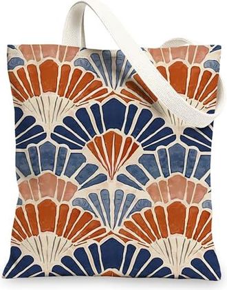 Generic Sacs fourre-tout en toile artistique, sacs à provisions réutilisables à motif géométrique élégant, sacs en toile légers et lavables avec bandoulière f