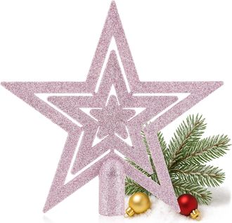 Com-Four Christbaumspitze in Stern-Form - Stern f&uuml;r die Weihnachtsbaum-Spitze - Weihnachtsbaumschmuck - Christbaum-Schmuck aus Kunststoff