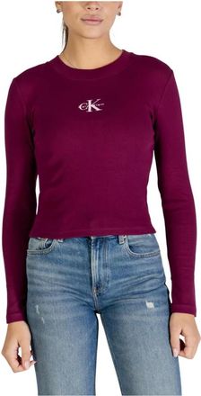 Calvin Klein Jeans Femme, Tops, Rouge, Taille: 42 FR Round Neck Long Sleeve Tricots
