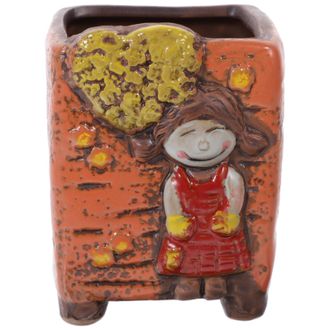 Supvox Keramik Sukkulenten Blumentopf mit Filigranem Reliefmuster Kleiner Bunter Pflanztopf f&uuml;r Balkon und Desktop Langlebiger Dekorativer &Uuml;bertopf f&uuml;r Kakte