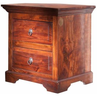 Massivmoebel24 Nachttisch Akazie 52x40x54 nougat lackiert oxford 905