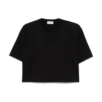 Elisabetta Franchi Besticktes T-Shirt - - Tops - Damen - Schwarzk - L
