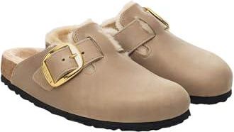 Birkenstock Boston BIG Buckle 1030444 Peau lainée Marron Tabac Marron Femme Sabot Pantoufle Boucle Laine 38