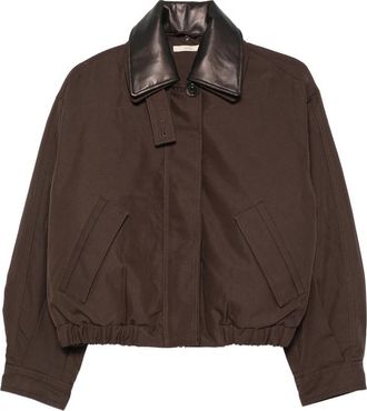 Sessun Leather Effect-collar Bomber Jacket