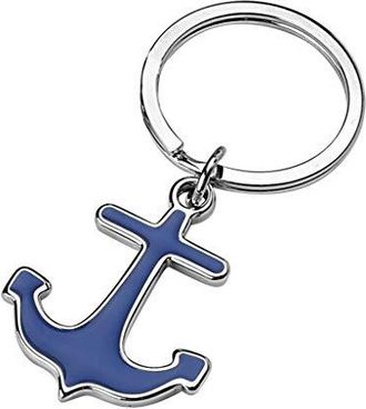 Progressio Porte-clés Ancora Marinara, métal chromé, bleu, 75x35x3 mm