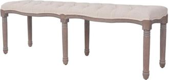 vidaXL Bank Leinen Massivholz 150 x 40 x 48 cm Cremewei&szlig; Vidaxl