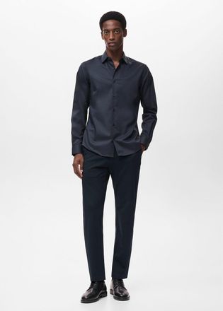 Mango B&uuml;gelfreies Comfort-Stretch-Hemd marineblau - Herren - L - MANGO MAN