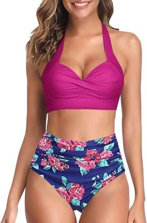 Generic Ensemble bikini sexy et &eacute;l&eacute;gant pour femme - Deux pi&egrave;ces - Col en V - Triangle - Push Up - Bikini de plage - Maillot de bain ventre plat - Haut de bik