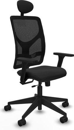 Piqueras y Crespo B&uuml;rostuhl, schwarz, mit 3D-Armlehnen, h&ouml;henverstellbarer Lendenwirbelst&uuml;tze und festem Kopfteil, ausgestattet mit Syncro/Traslack und Schneideschaum, 