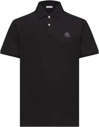 Moncler Polo en coton avec &eacute;cusson logo - Homme - Tops - Noir - Taille: L