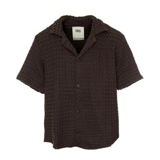 OAS Waffelstruktur Resort Kragen Hemd - - Shirts - Herren - Braun - M