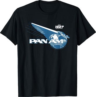 Pan Am Wing Globe Logo Blauer Druck T-Shirt