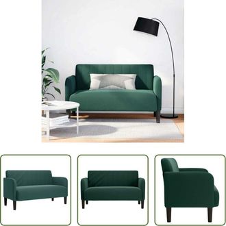 vidaXL Samtstoff - Zweisitzer-Sofa Dunkelgr&uuml;n 109 cm Samt