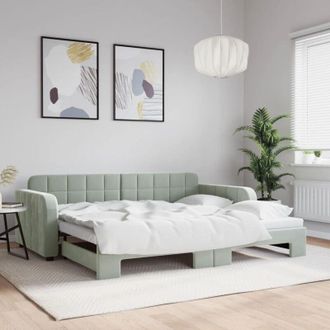 vidaXL Lit de jour avec lit gigogne gris clair 90x200 cm velours