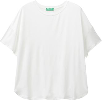 Benetton Damen 3z12d101x T-Shirt, Weiß, X-Small