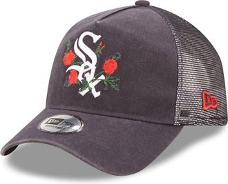 New Era Trucker Cap MLB Baseball Fanartikel Chicago White Sox Blumen gebogerner Schirm Oliv - One-Size