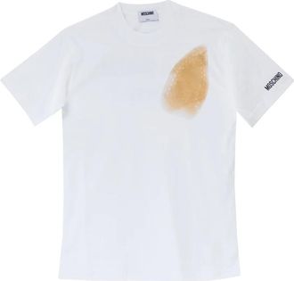 Moschino Femme, Tops, Blanc, Taille: 36 FR T-shirt graphique avec ironie