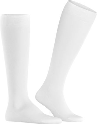 Falke Herren Kniestrümpfe weiß Baumwolle & Mix unifarben