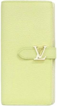 Louis Vuitton Portefeuille long vertical en cuir de veau Pre-owned - Femme - Pre-owned - Vert - Taille: ONE Size