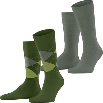 Burlington Herren Socken Everyday Mix Multipack M So Baumwolle gemustert 2 Paar, Grün Fir Green 7656, 40-46