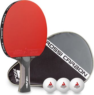 Joola Profi Tischtennisschläger Rosskopf Carbon, ITTF zugelassen, für fortgeschrittene Spieler, inklusive Hülle und 3 Bälle, 29,5 cm