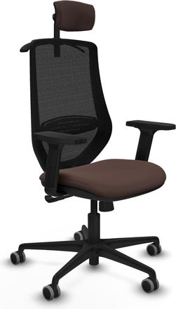 Piqueras y Crespo Schreibtischstuhl mit 2D-Armen, h&ouml;henverstellbare Lendenwirbelst&uuml;tze und h&ouml;henverstellbares Kopfteil und Neigungsverstellung, Schwarz/Dunkelbraun