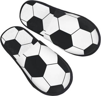 Generic Chaussons Maison Football Football Noir Blanc Portative Chaussons Doux Pantoufles Pour De Camping Outdoor Hôtels L