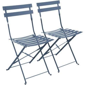 Sweeek Lot de 2 chaises de jardin bistrot pliables en acier thermolaqu&eacute;. 49.5 x 41 x 80.5cm